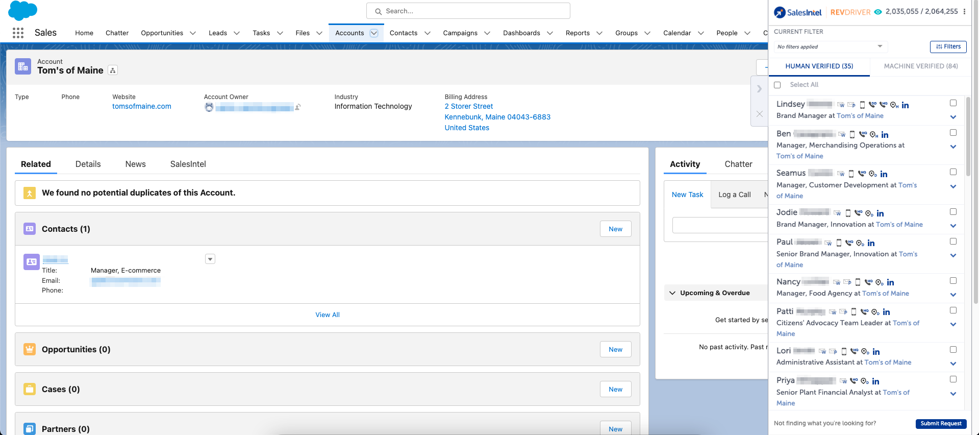 RevDriver Special Use Cases – SalesIntel Support Center