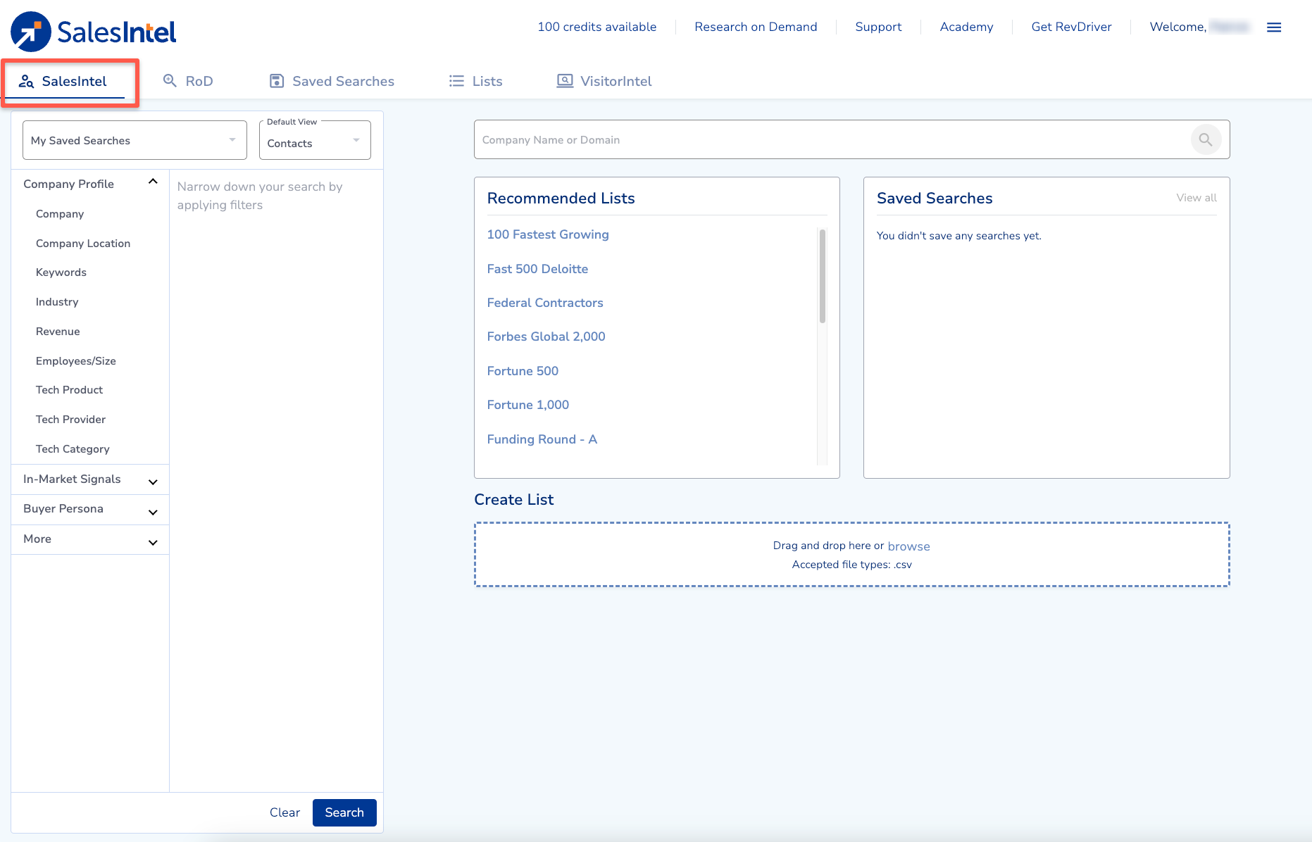 Use SalesIntel Universal Search – SalesIntel Support Center